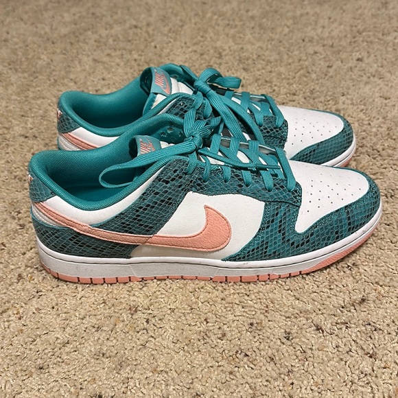 Nike | Shoes | Nike Dunk Low Snakeskin Washed Teal Bleached Coral ...